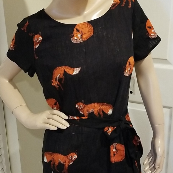Modcloth | Pants & Jumpsuits | Bold Notion Tie Waist Jumpsuit Fox Print ...